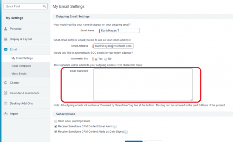 How to Set Default Email Signature in Salesforce