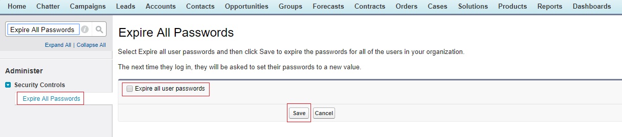 How to Expire All Users Password in Salesforce