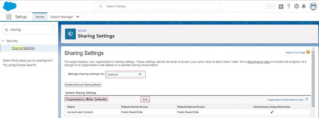 Part II – 4.Organization Wide Default Settings in Salesforce