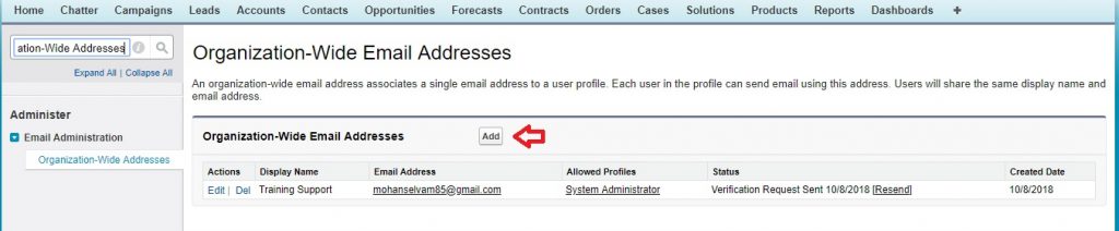 How to Add Organization Wide Email Address in Salesforce