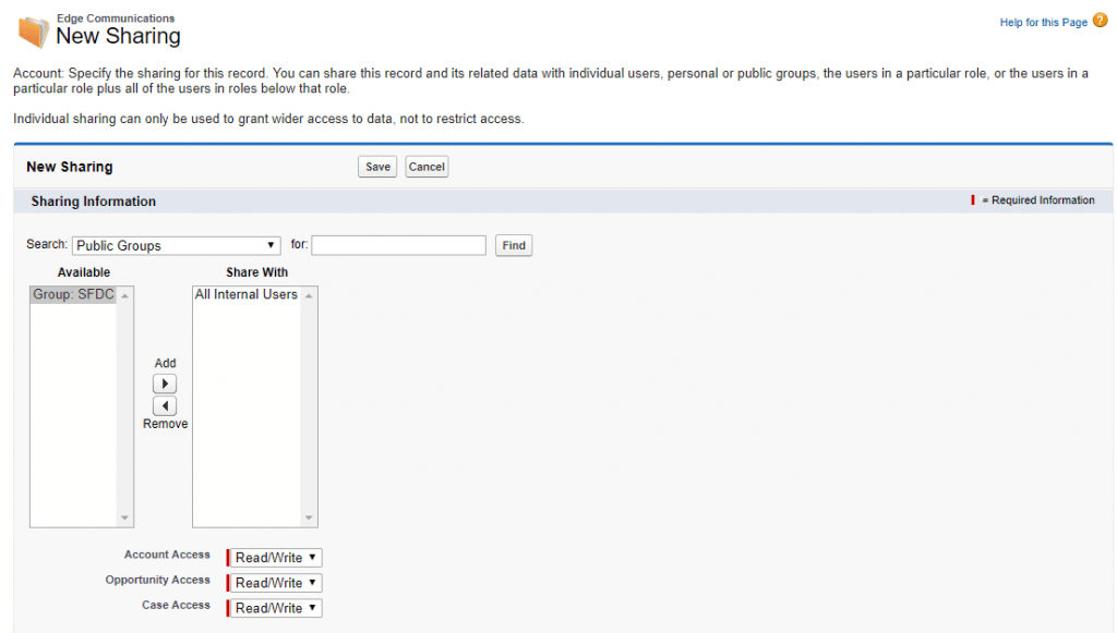 Manual Sharing in Salesforce