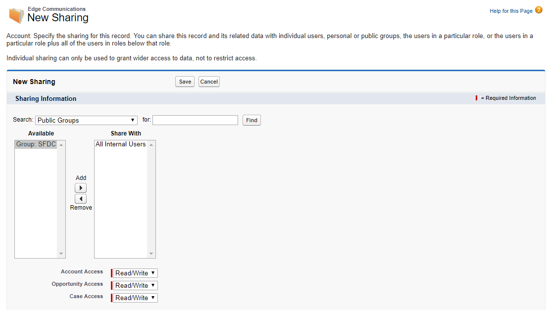 Manual Sharing in Salesforce