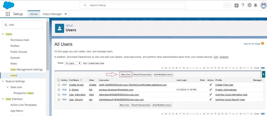 Part II – 1.User Creation in Salesforce