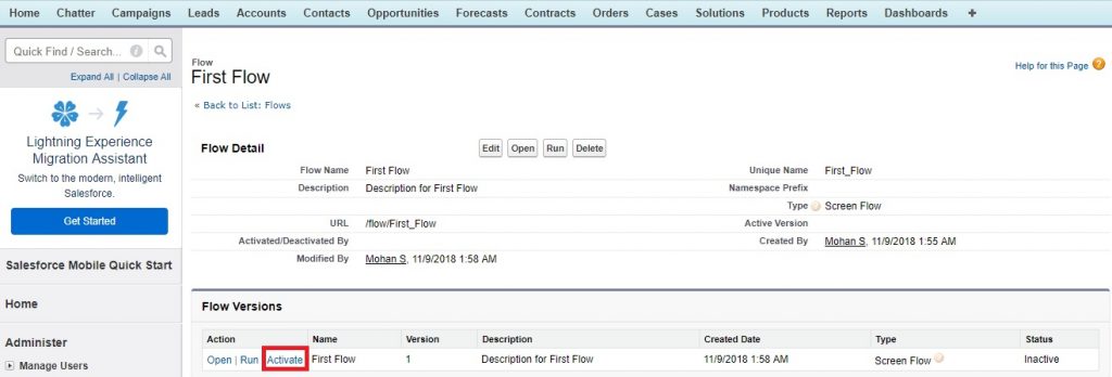 Part III. 5. Visual flows in Salesforce