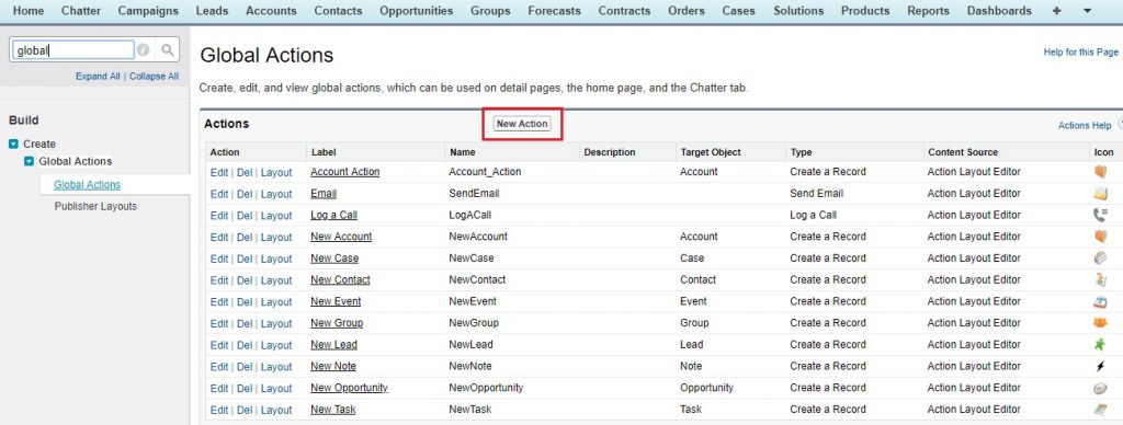 How to Create a Global Quick Actions in Salesforce