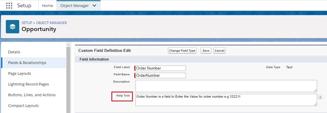 How to Add/Change the Help Text in Salesforce Lightning