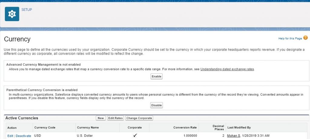 How to Activate Multiple Currency in Salesforce