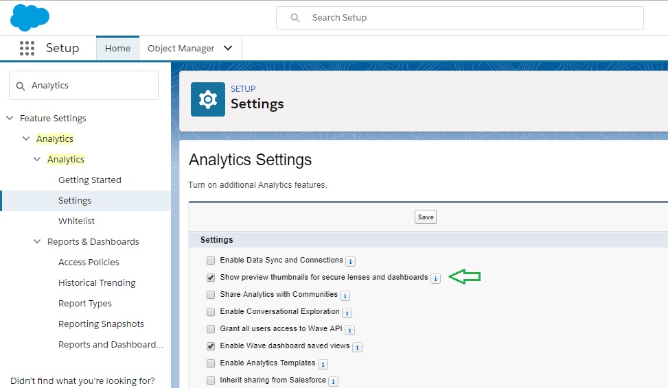 How to Setup Analytics Features in Salesforce