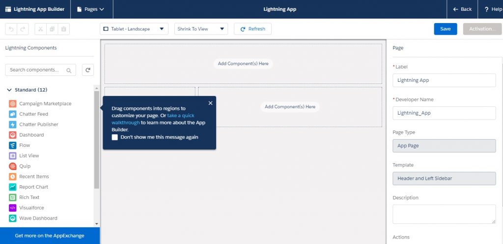 Lightning App Builder in Salesforce