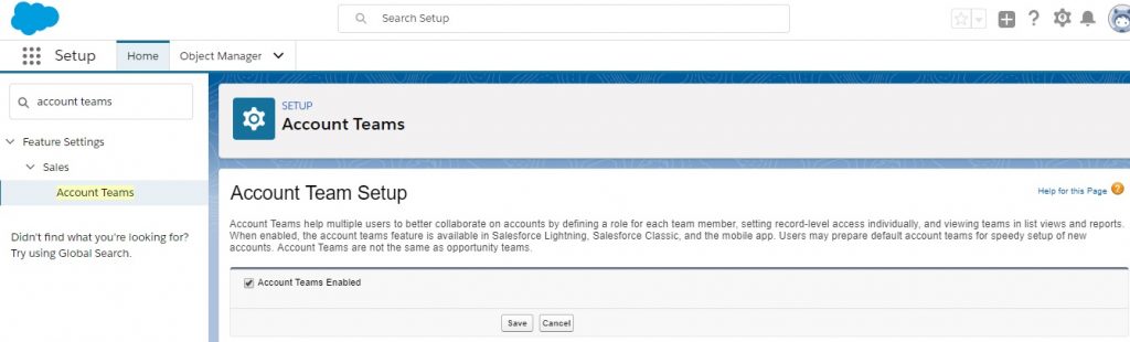 How to Setup Account Teams in Salesforce