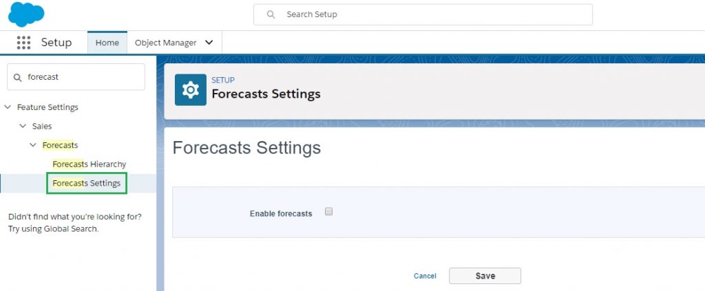 How to Setup Forecast in Salesforce Lightning