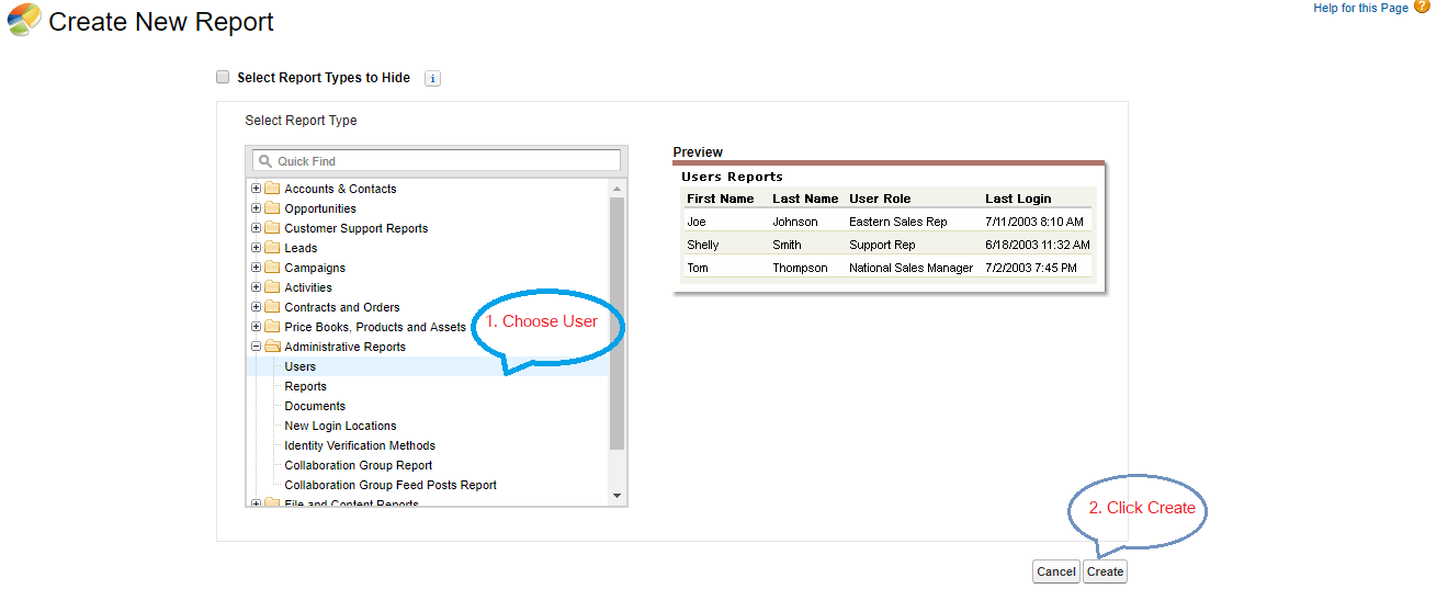 How to Create the Report for User logged History in Salesforce