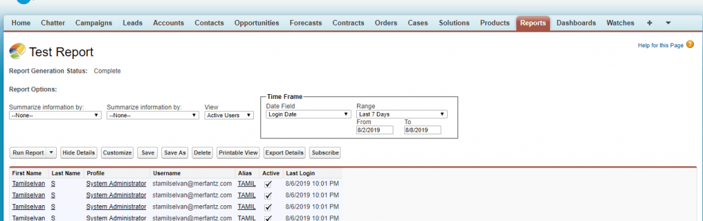 How to Create the Report for User logged History in Salesforce