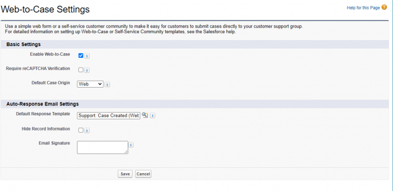 How to setup the Web To Case in Salesforce