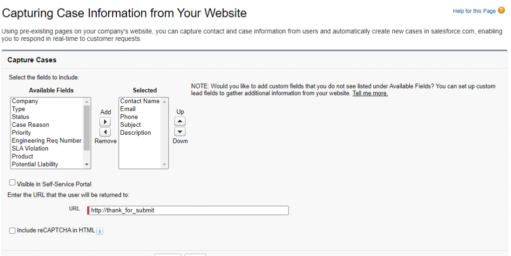 How to setup the Web To Case in Salesforce