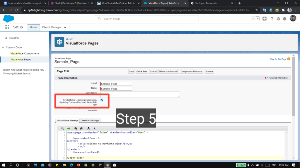 How To Add Visualforce Page Tab In Salesforce1 Mobile App