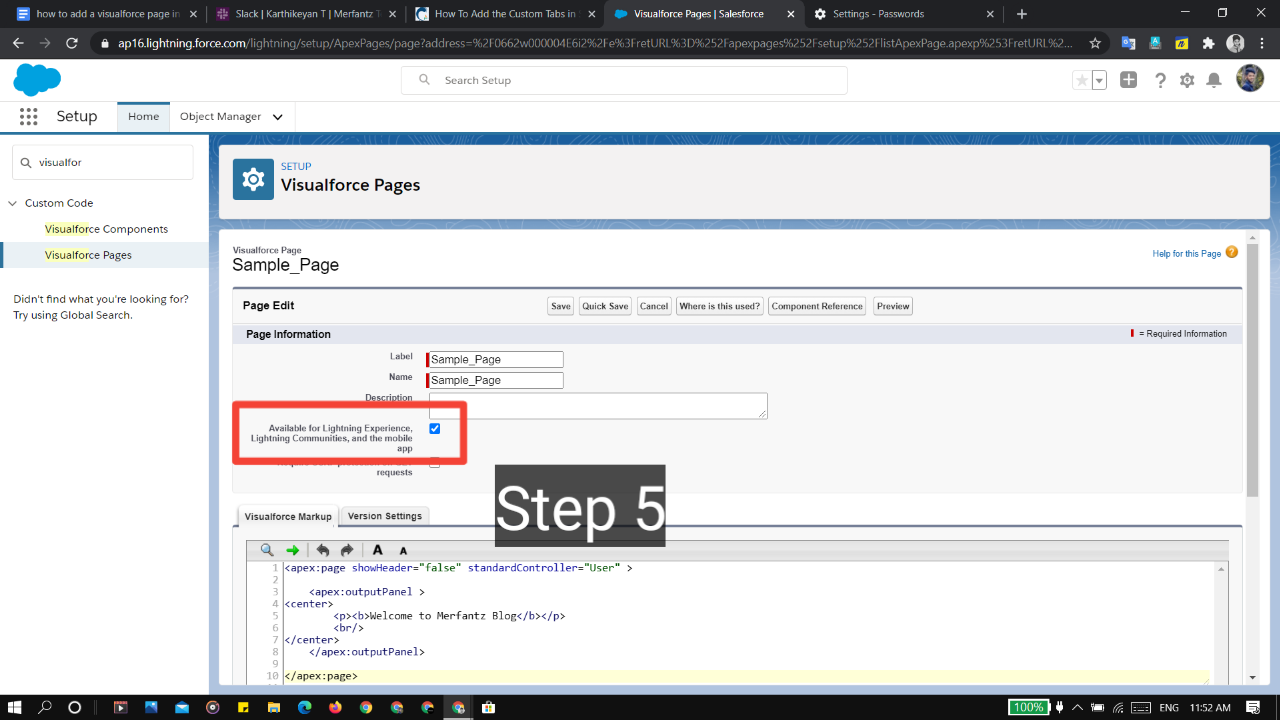 How To Add Visualforce Page Tab In Salesforce1 Mobile App