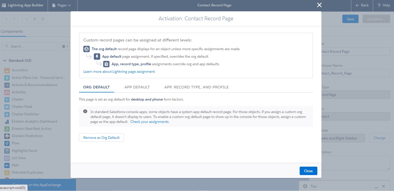 How to Assigning custom Lightning Record Pages