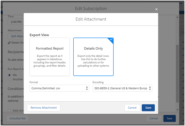 How to attach files to Report Subscriptions in Salesforce