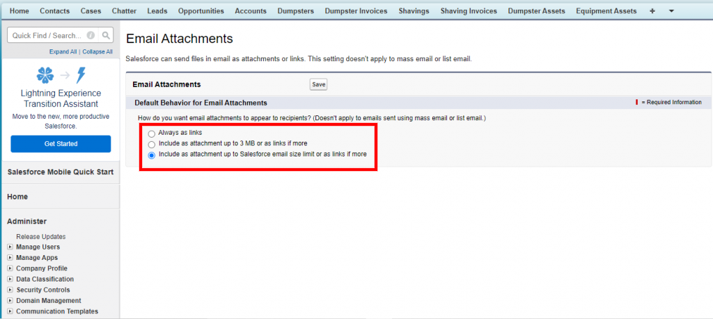 How to send email attachments as link or attachment in Salesforce