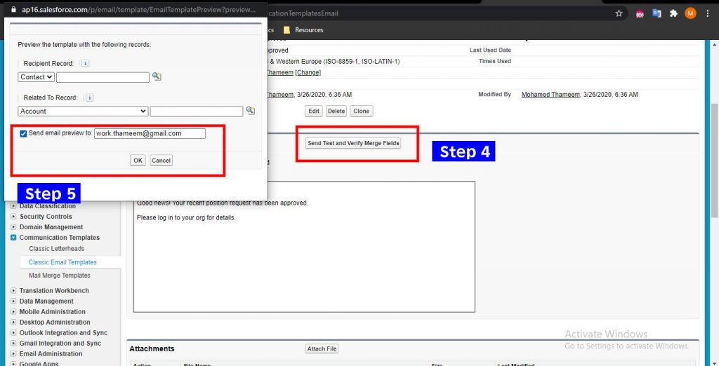 How to attach a file to an email template in Salesforce