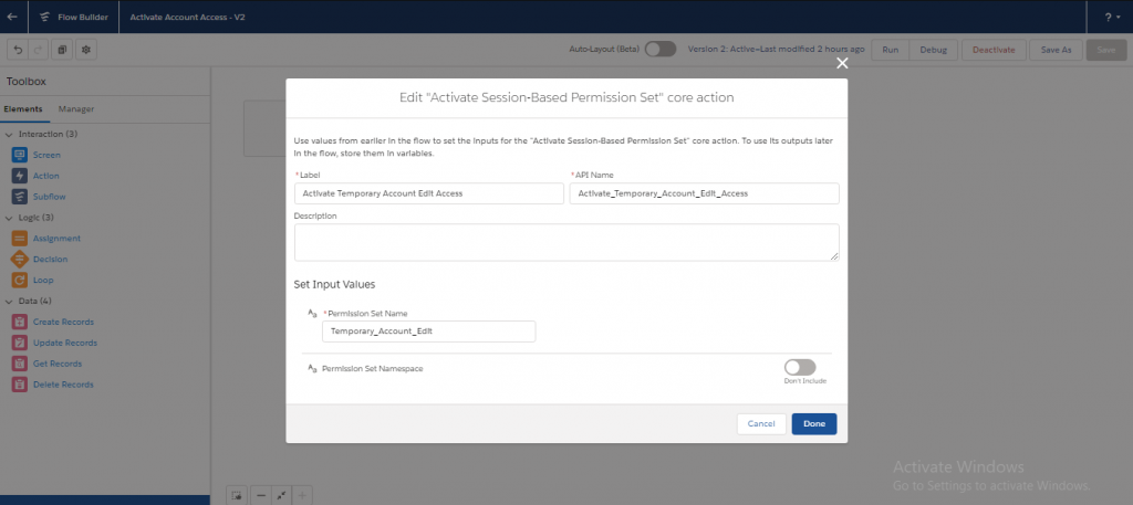 How to Activate Session-Based Permission Set through Flow in Salesforce