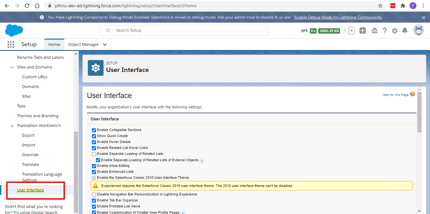 How to Disable Navigation Bar Personalized in Salesforce