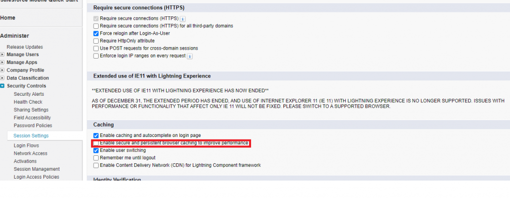How to disable the cache in Salesforce
