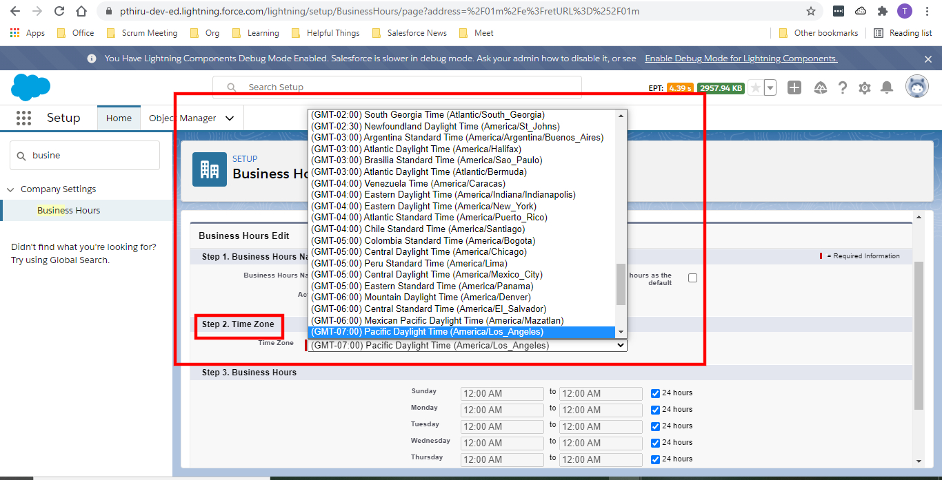 How to add the Organization Business Hours in Salesforce