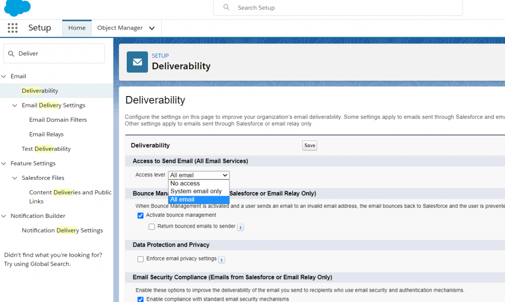 How to Setup Email Deliverability Settings in Salesforce