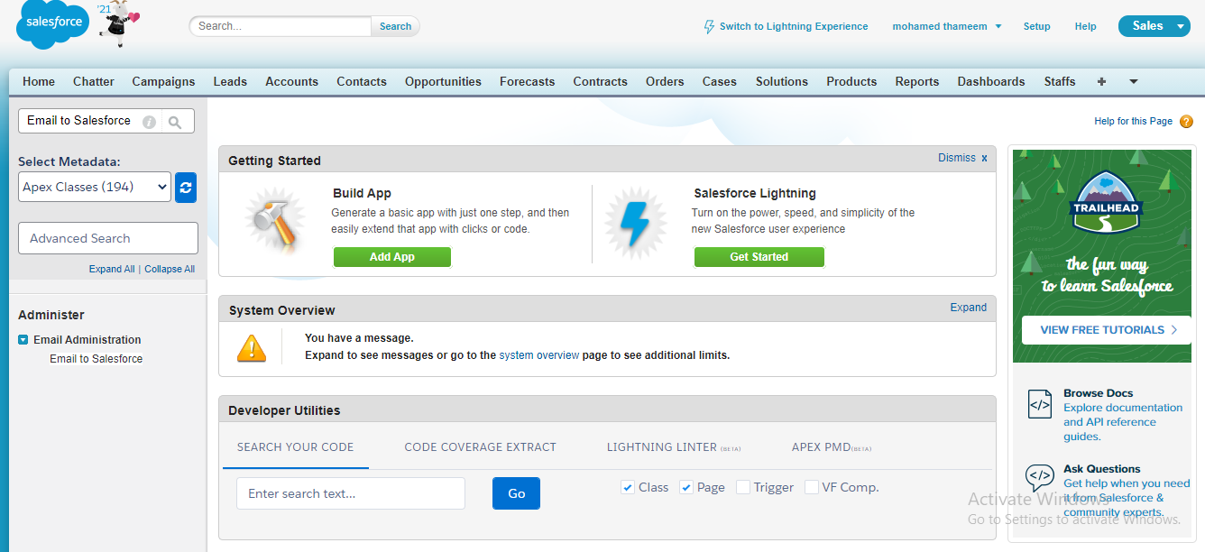 How to Setup the Emails-to-Salesforce feature in Lightning