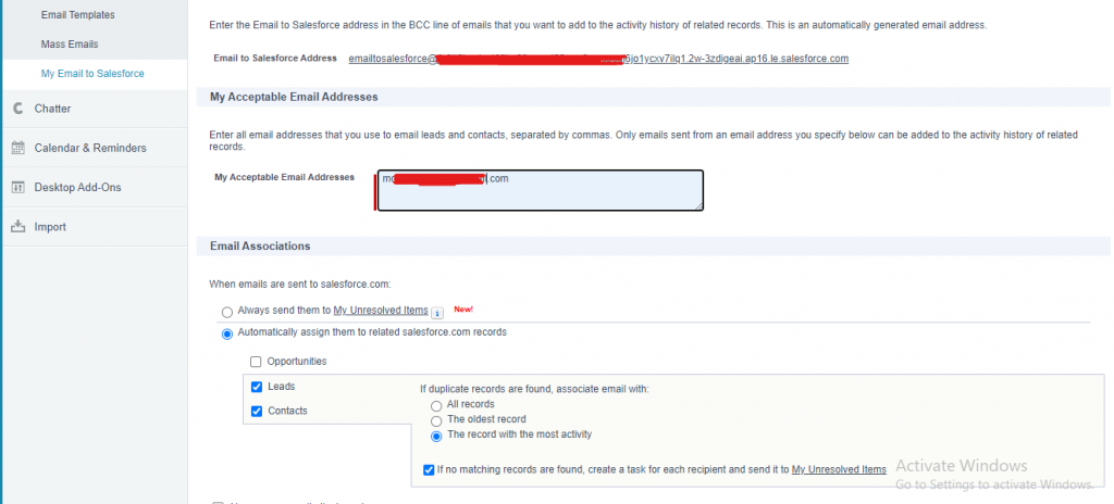 How to Setup the Emails-to-Salesforce feature in Lightning