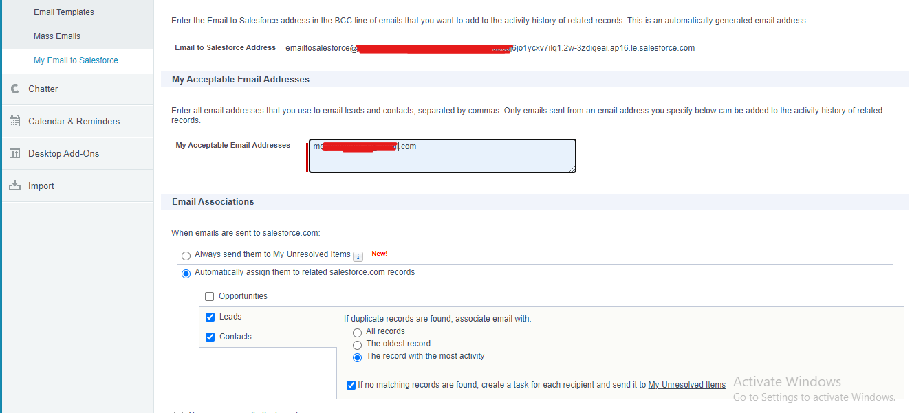 How to Setup the Emails-to-Salesforce feature in Lightning