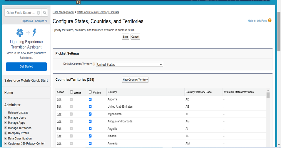 How to Configure State and Country/Territory Picklists in Salesforce