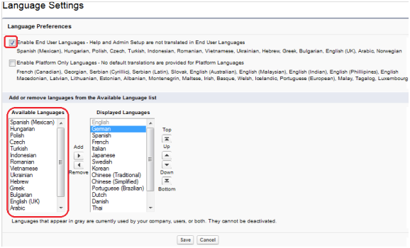 How to Setup the language in Salesforce
