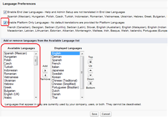 How to Setup the language in Salesforce