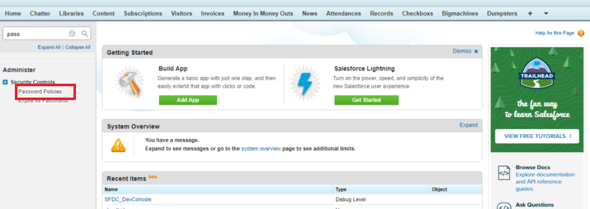 How To Setup The Password Policies In Salesforce