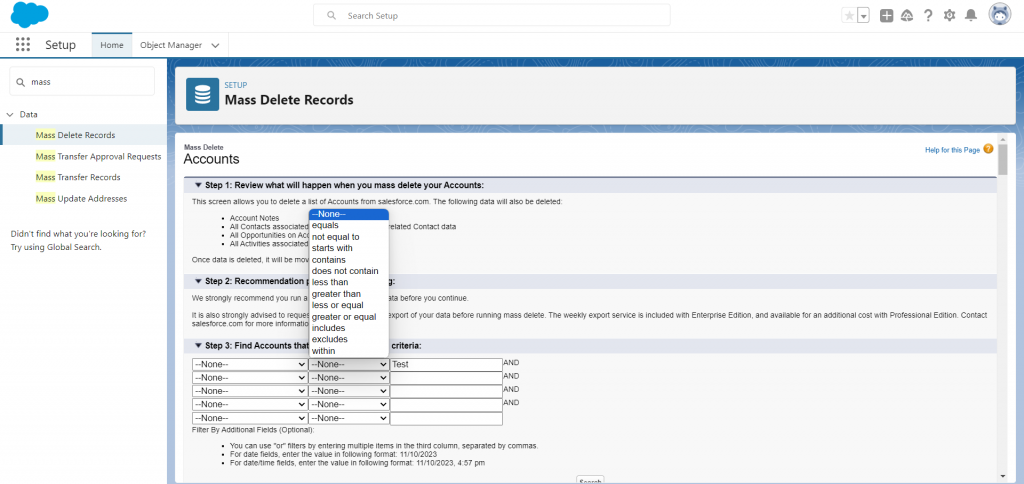 Mass Delete Records Using List View Button