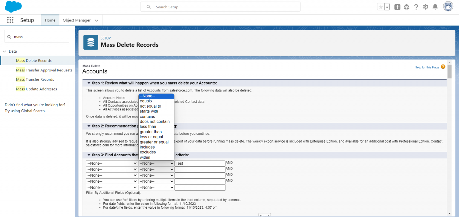 Mass Delete Records Using List View Button