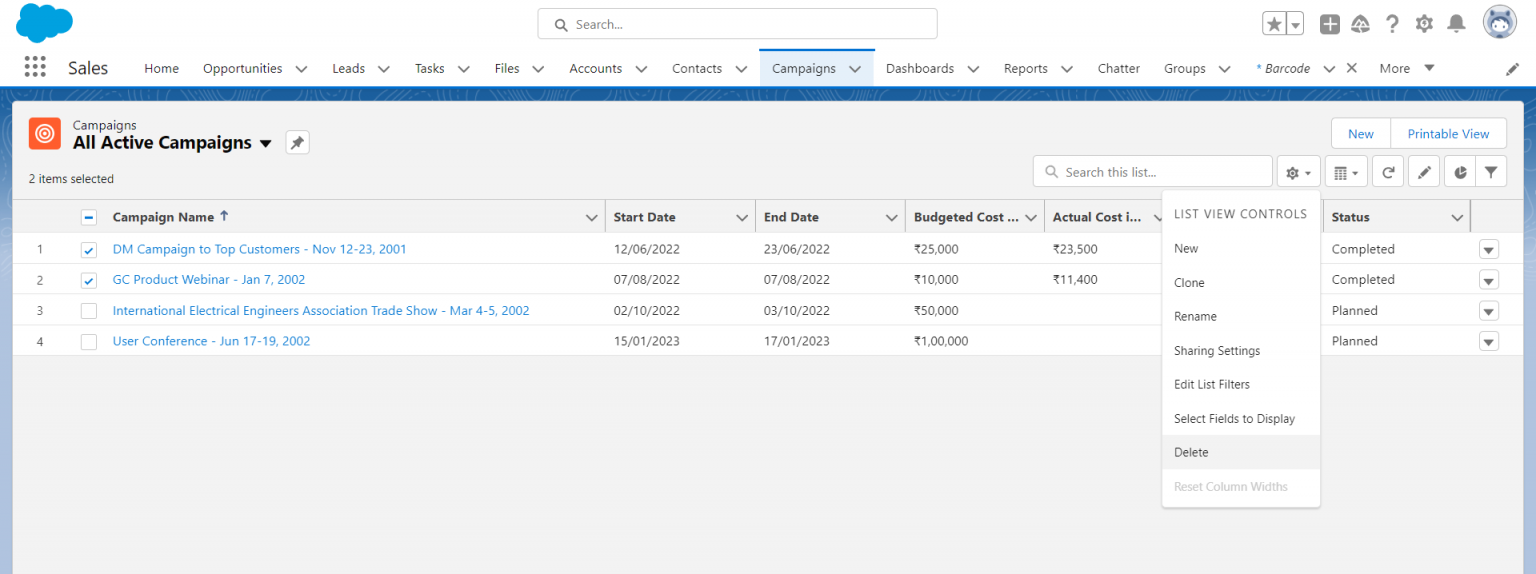 Mass Delete Records Using List View Button